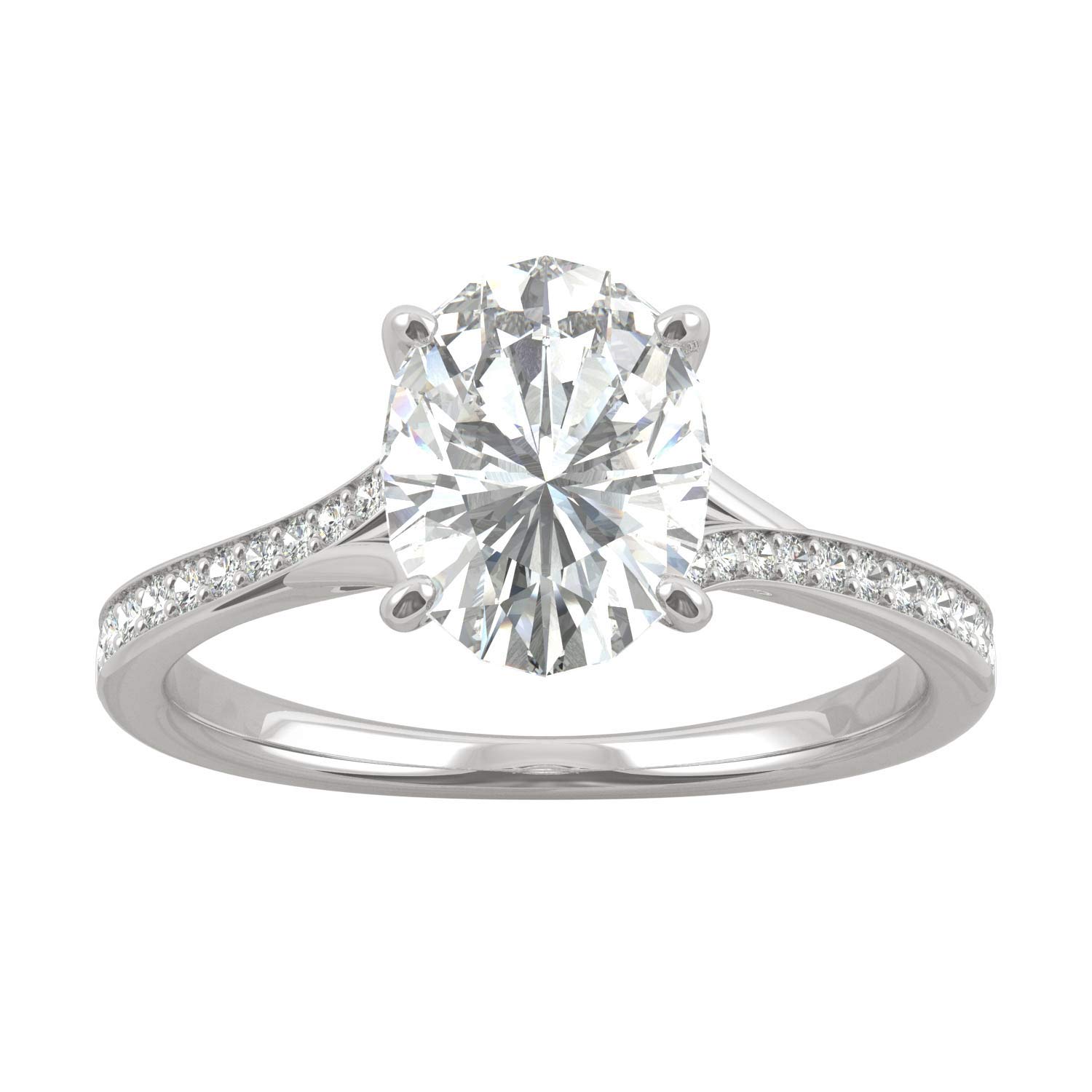 Charles & Colvard Created Moissanite 9x7mm Oval Cut Engagement Ring for Women | 2.25 cttw DEW | Lab Grown | Solid 14K White Gold with Rhodium | Size 7