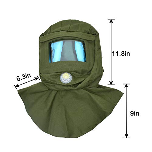 Eyourlife Sand Blasting Hood Cap, Shawl Cap Sandblaster Mask Anti Wind/Sandblaster Tools Dust Protective Face Mask, Canvas (Green)