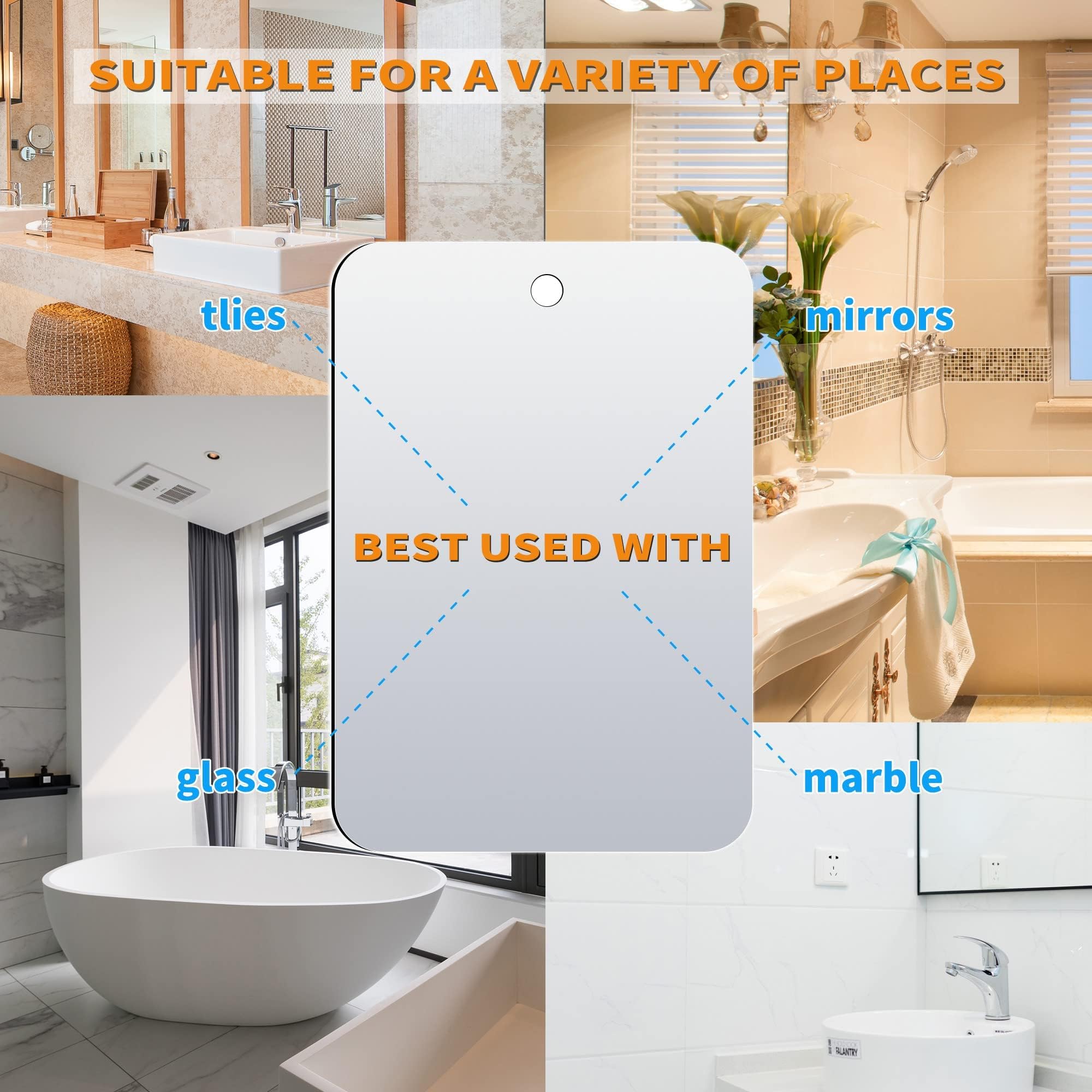 cyhqo 2 Packs Shatterproof Shower Mirror Fogless for Shaving Cheap,Medium 8 "x6 Hanging Handheld Small Mirror,Camping Trip Mirror,Cosmetic Plastic,Bathroom Wall Hanging Fog Free Handheld