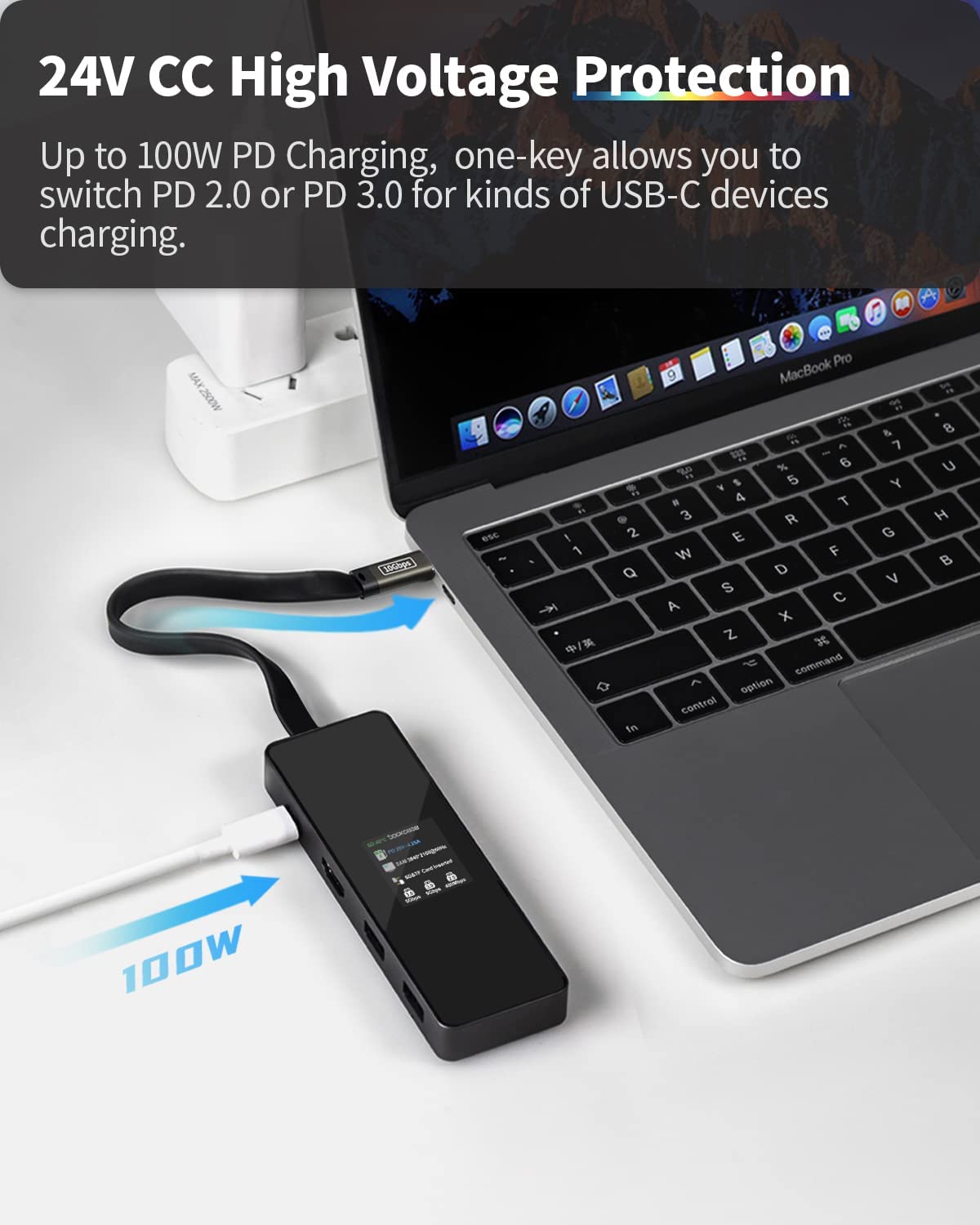 DOCKCASE 7 in 1 Visual Smart USB C Hub (Integrated) with HDMI Port 4K60Hz,100w PD Port, 3 USB-A 3.0, SD/TF Card Slot, for MacBook Air/Pro,XPS,and More