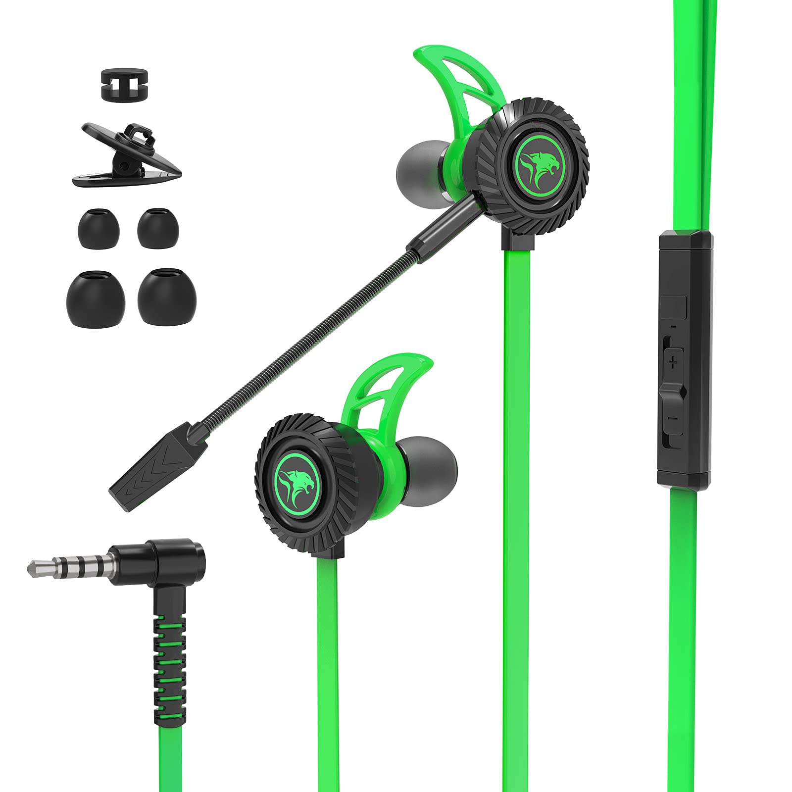 BlueFire Gaming Headset with Microphone, Detachable Dual Microphone Noise Reduction Circuit in Ears Headphones(Green)