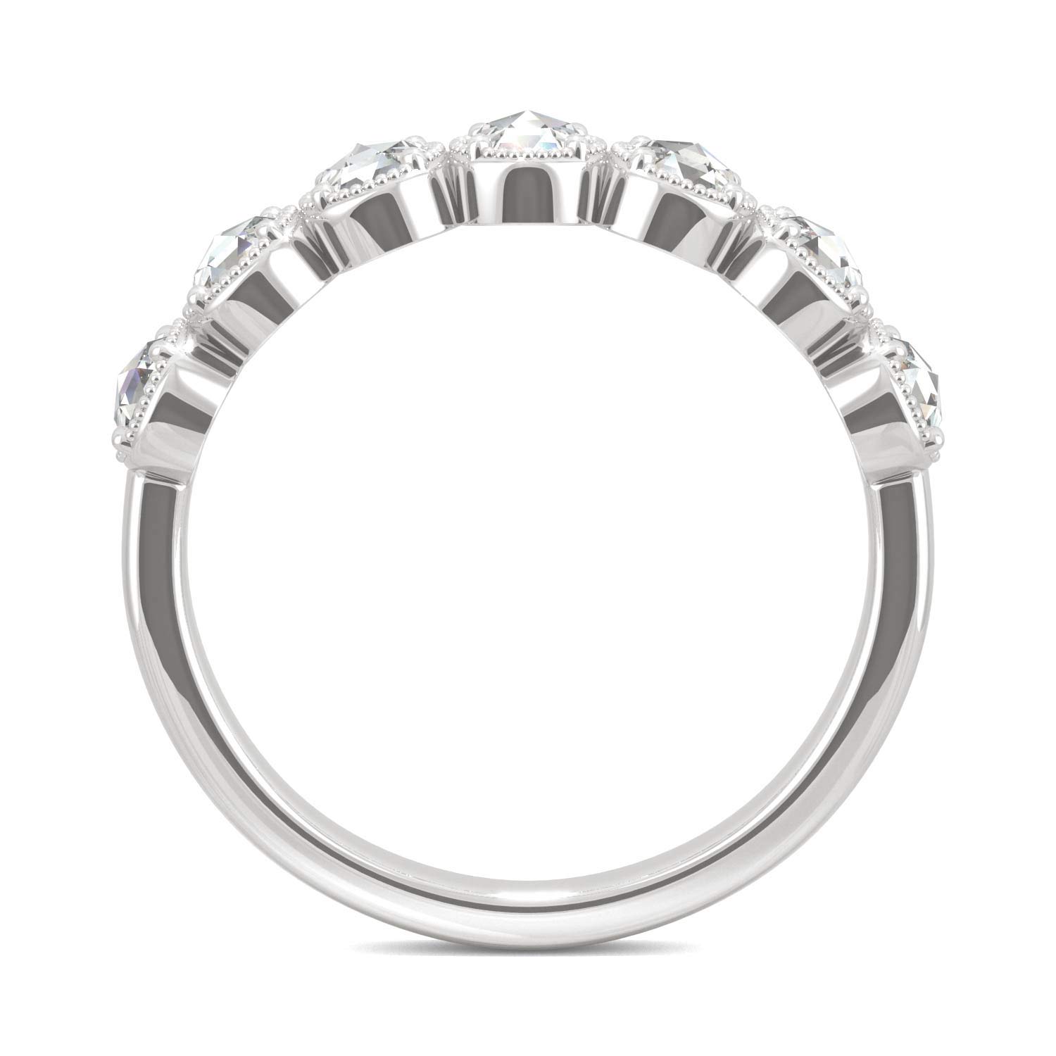 Charles & Colvard White Gold Moissanite 3mm Round Rose Cut Milgrain Wedding Band-size 5.5