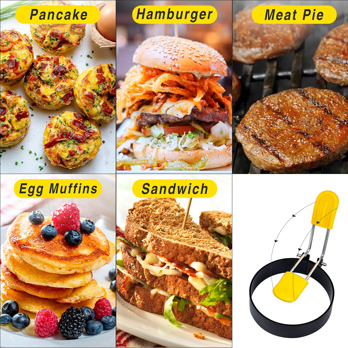 Circle Egg Ring Egg Round Set Stainless Steel Ring Non-rusting Non-stick Round Egg Pancake Sandwich English Muffin Maker Handy Kitchen Tool for Frying Egg Meat Pie (4)