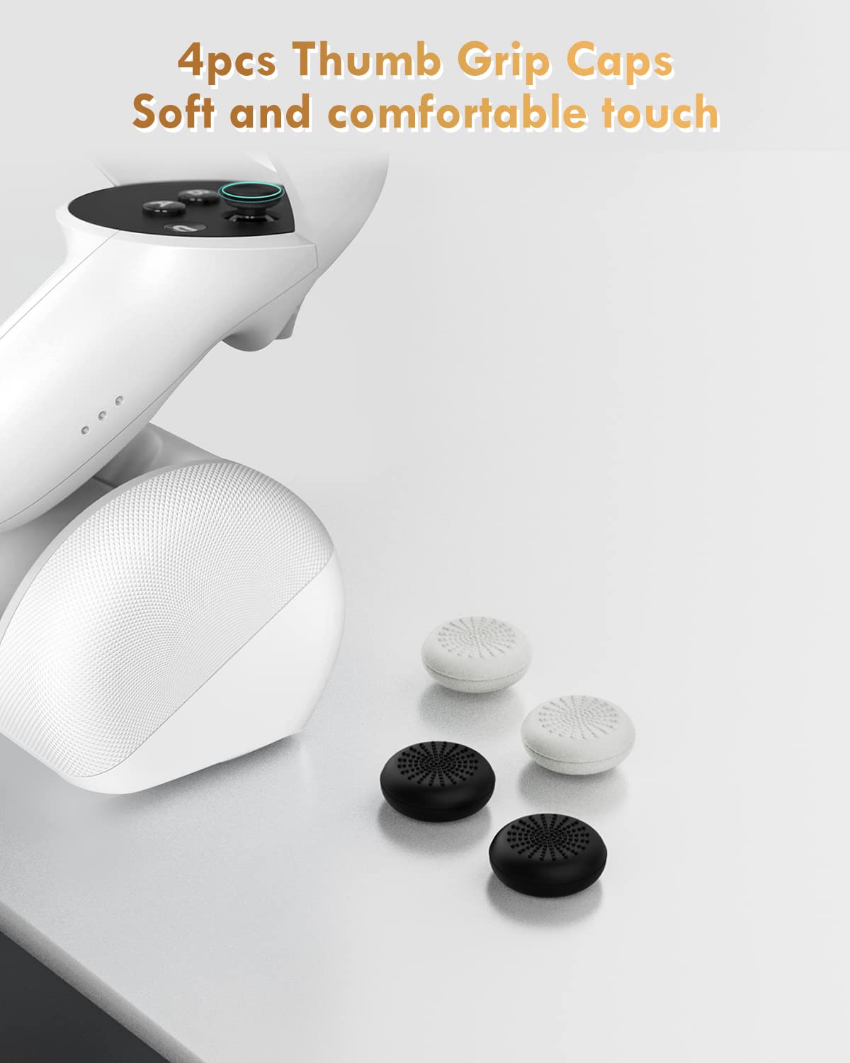 Charging Kit for Oculus Quest 2/ Meta Quest 2, AOJAKI Charging Kit for Oculus Quest 2, Charging Station with 2 Rechargeable Batteries, 6ft USB-C Charger and Cable, 4Pcs Thumb Grip Caps