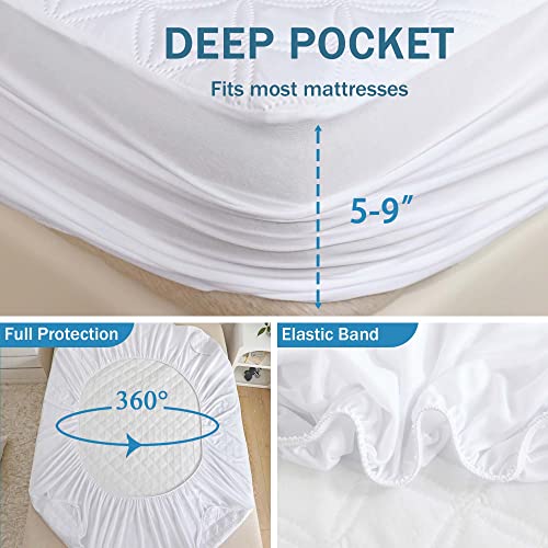 Waterproof Baby Crib Mattress Protector - 2 Pack Fitted Mattress Covers (5" to 9" Depth) - Breathable, Hypoallergenic, Skin-Friendly, Soft, Noiseless - Mattress Pad for Toddler Bed (52''x28'')