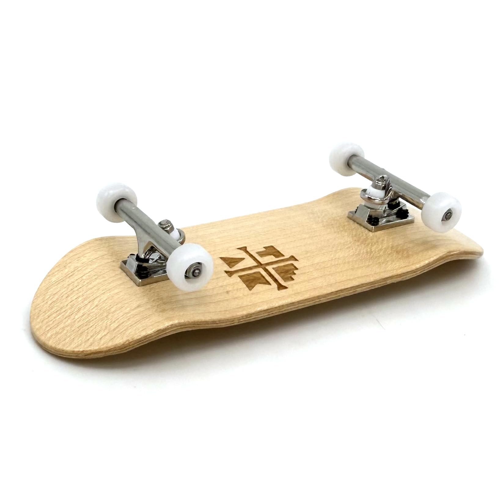 Teak Tuning 34mm Pro Fingerboard Complete - Fully Assembled with Pro Level Components - Pro Shaped Wooden Deck (34x97mm), UltraSpin Bearing Wheels, Prodigy Gen2 Trucks - Silver Heels