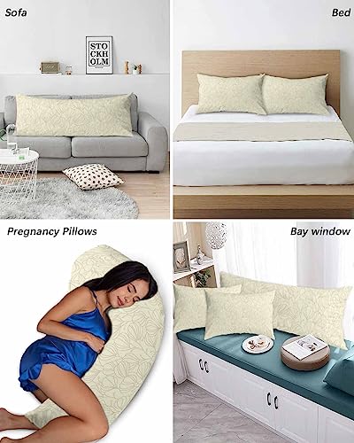 Edwiinsa Yellow Lines Pillow Covers King Standard Set of 2 20x36 Bed Pillow, Modern Striepd Abstract Aesthetics Plush Soft Comfort for Hair/Skin Cooling Pillowcases with Envelop Closure