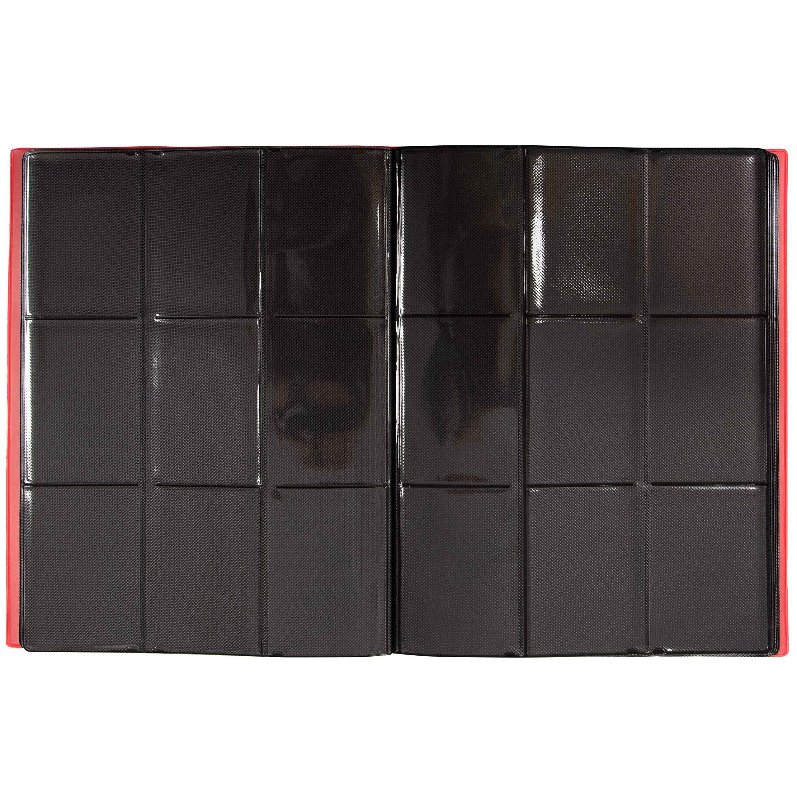 Monster Binder - 9 Pocket Trading Card Album - Holofoil Red (Anti-Theft Pockets Hold 360+ Cards)