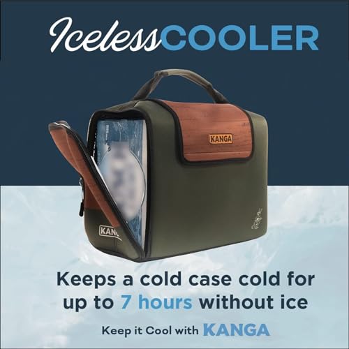 Kanga Insulated Cooler Bag - Soft Cooler Bag - 12 Pack Beer and Seltzer Drink Cooler - Insulated and Durability Tested - Kanga Kase Mate Cooler - Woody