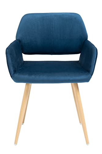 EEBUIHUI Modern Dining Room Living Room Accent Arm Chairs Club Guest with Solid Wood Legs Velet Fabric Upholstered Side Dining Chair for Living Room Dining Room Kitchen (Blue)