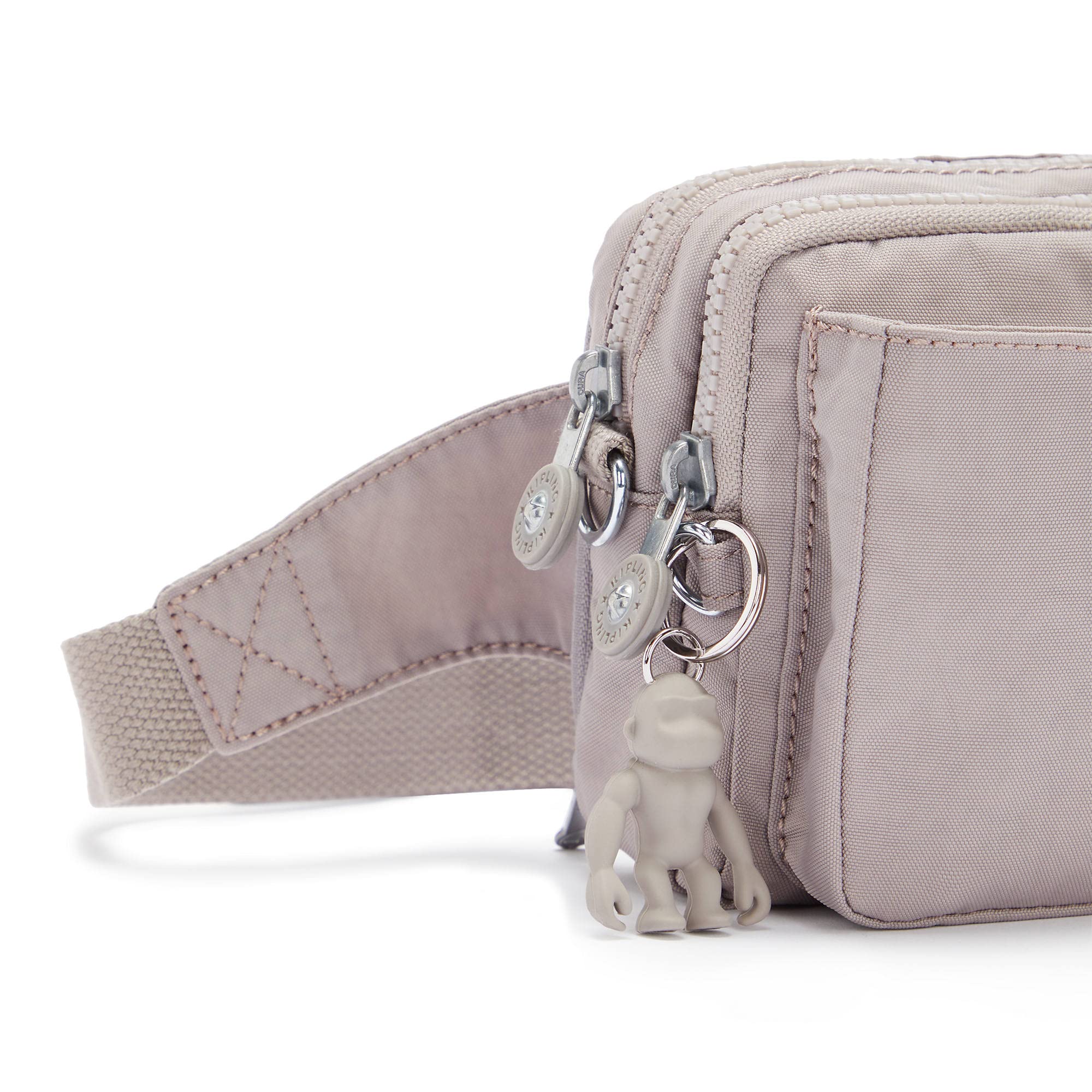 Kipling Womens Abanu Multi Bag, Lightweight, Adjustable Nylon Waist Pack With Multi-compartment Zip Pockets Covnertible Crossbody Bag, Grey Gris, Small US