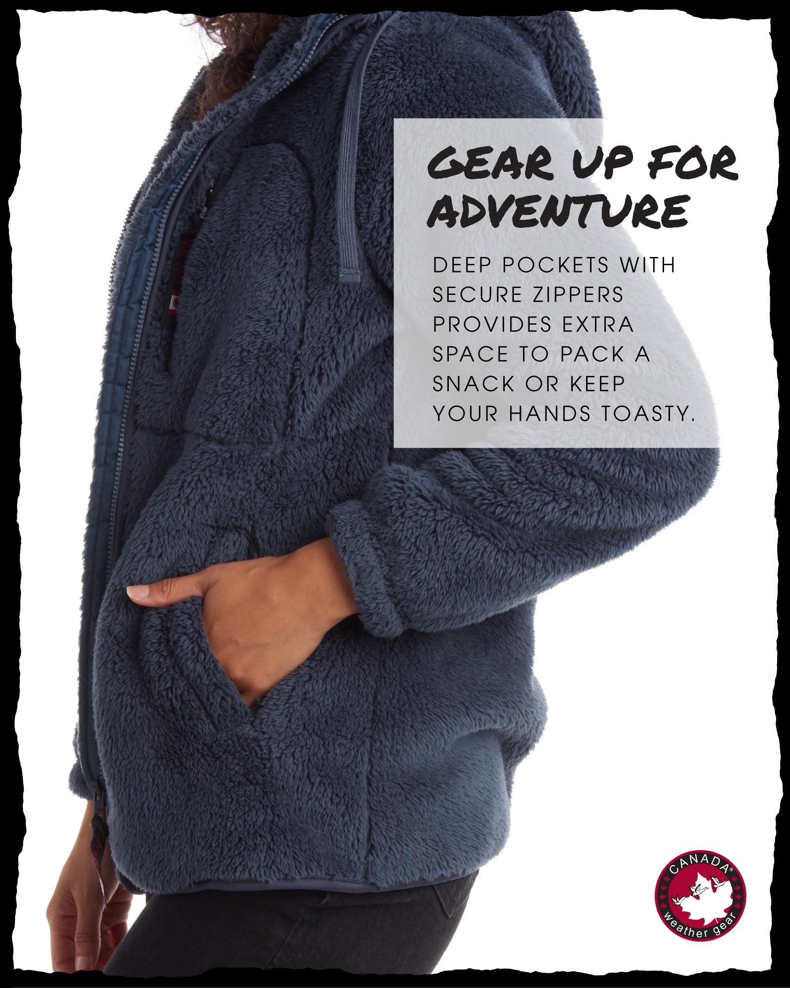 CANADA WEATHER GEAR Women’s Fleece Sweatshirt Jacket - Full Zip Sherpa Fur Bomber Jacket - Teddy Coat for Women (S-XL), Size Large, Dusty Blue