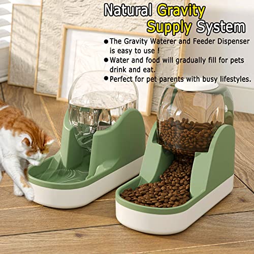 kathson Automatic Cat Water Dispenser 3.8L/1 Gallon Gravity Pet Water Dispenser Dogs Automatic Water Station Large Capacity Water Feeder Drinking Fountain for Cats Dogs Small and Medium Pets Green