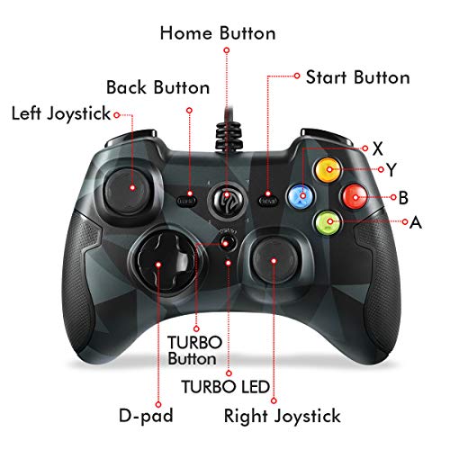 Controller for PC PS3, 2.4G Wired Controller, Support PC (Windows XP/7/8/8.1/10), PS3, Android, Vista, TV Box Portable Gaming Joystick Handle, PC Gamepads with Vibration Fire Button Range