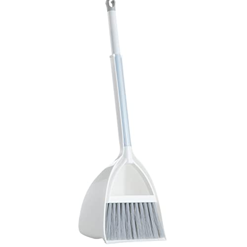 FLUSTDER Kids Dustpan Set Soft Fur Plastic Small Broom Dustpan for Baby Kids Toys Kindergarten (Grey White)