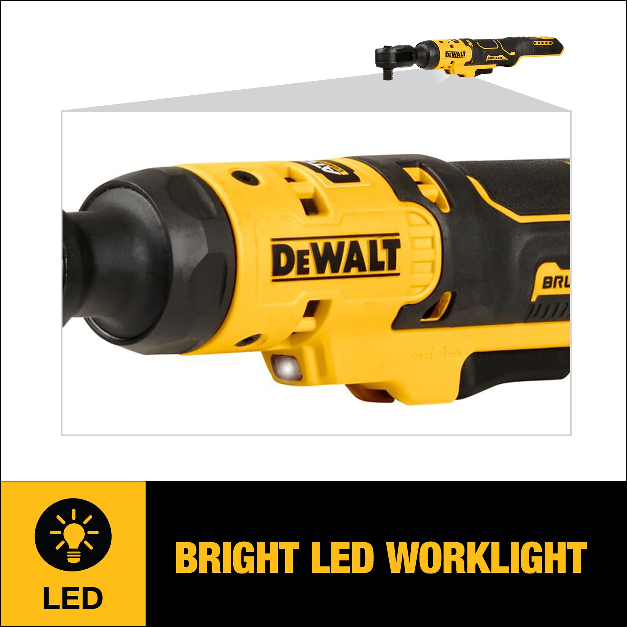 DEWALT ATOMIC 20V MAX* Brushless 1/2 in. Ratchet Kit (DCF512D1)