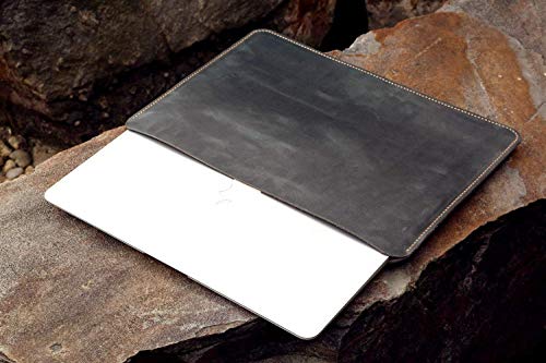 Grey leather macbook pro 13 15 inch case sleeve, gray leather macbook air 11 13 inch case sleeve, leather macbook 12 inch case MACX09S