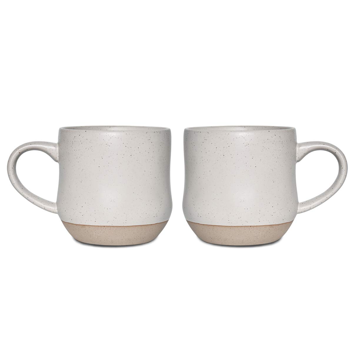 Bosmarlin Large Stoneware Speckled Coffee Mugs Set of 2, Big Ceramic Tea Cup, 17 Oz, Dishwasher and Microwave Safe (White, 2)