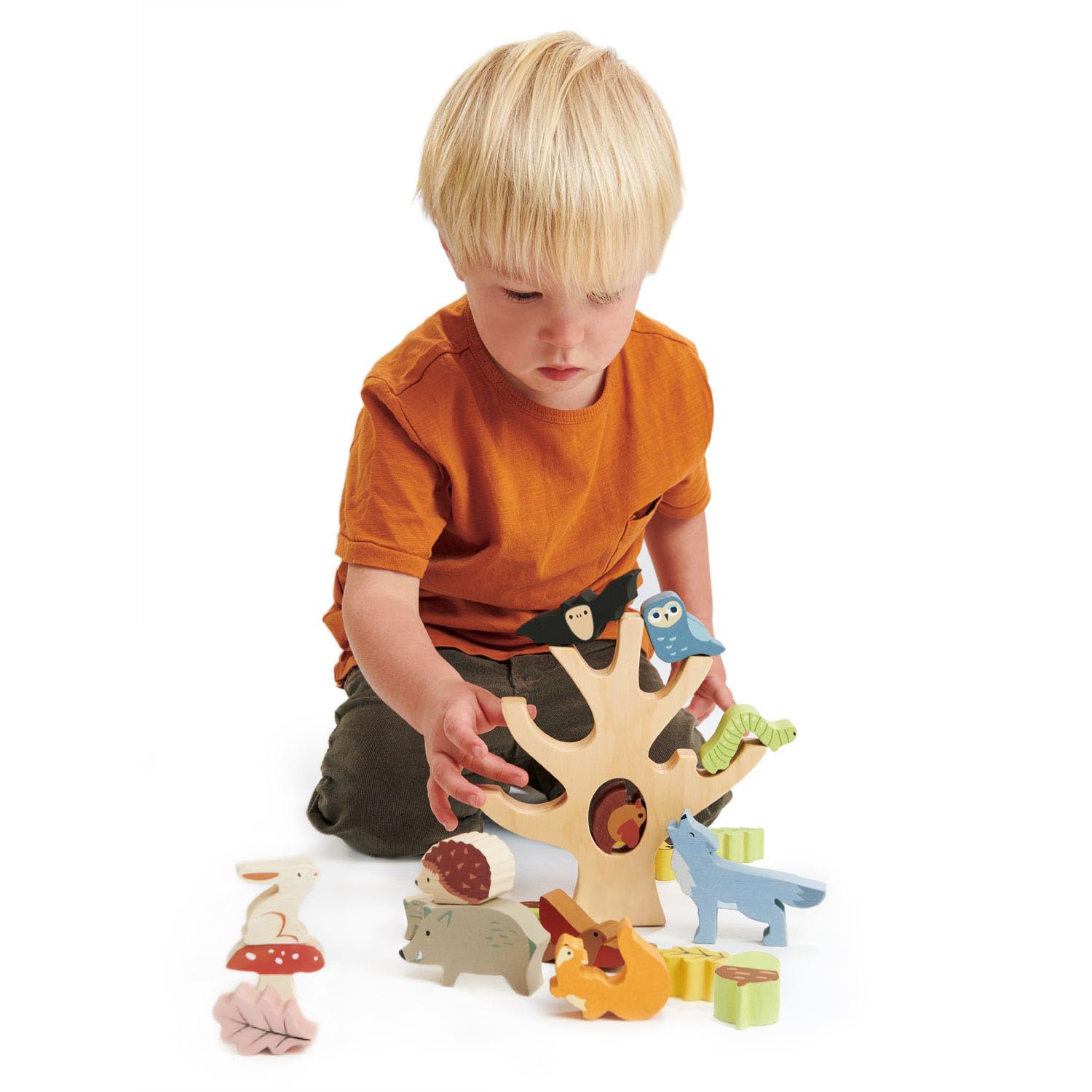Tender Leaf Toys - Stacking Forest - Wooden Animal Balancing Game for Children and Toddlers - Manual Dexterity and Cognitive Development for Ages 18 Months+