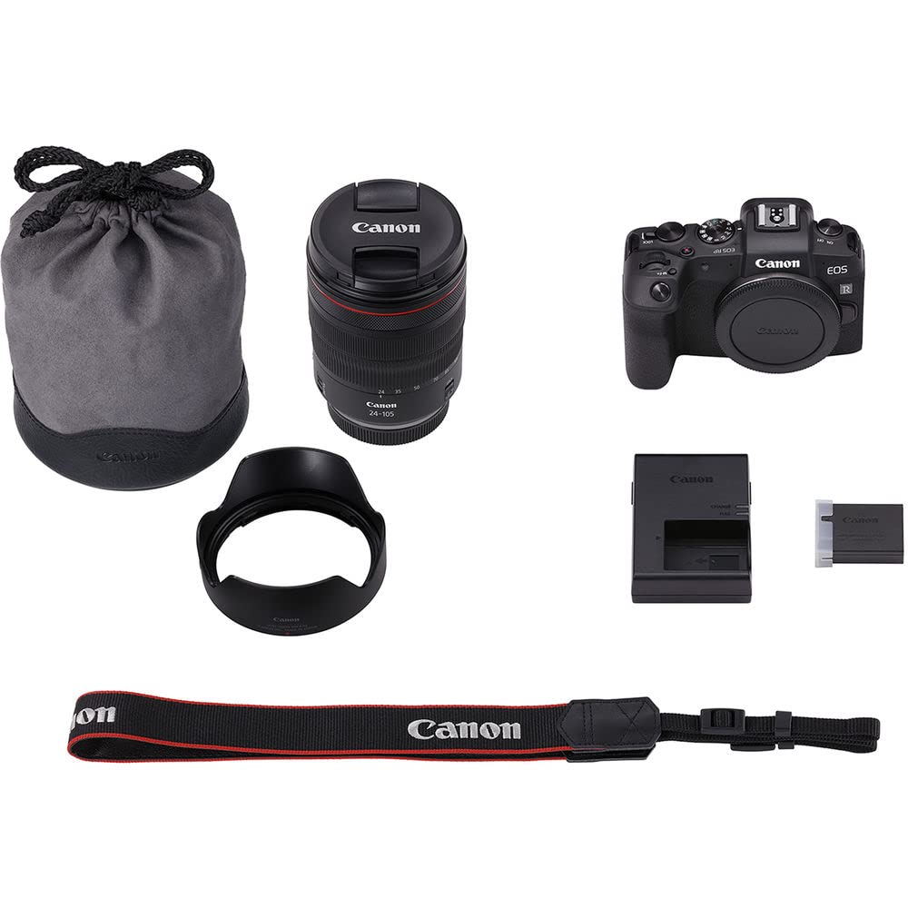 Canon EOS RP Mirrorless Digital Camera with 24-105mm Lens (3380C012) + 4K Monitor + Canon EF 50mm Lens + Pro Headphones + Mount Adapter EF-EOS R + Pro Mic + 2 x 64GB Memory Card + More (Renewed)
