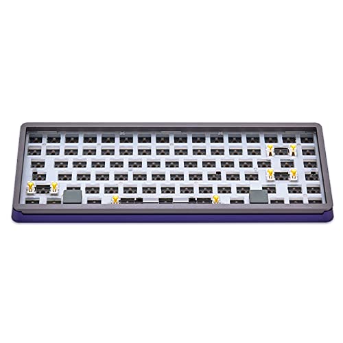 DRAOZA 84 keys Custom DIY Gaming Mechanical Keyboard Kit, Aluminum Metal CNC Shell, RGB Hot Swap 3pin/5pin Switch, Programmable Triple Mode Bluetooth 5.0/USB-C Wired/2.4GHz Wireless(Purple+Grey)