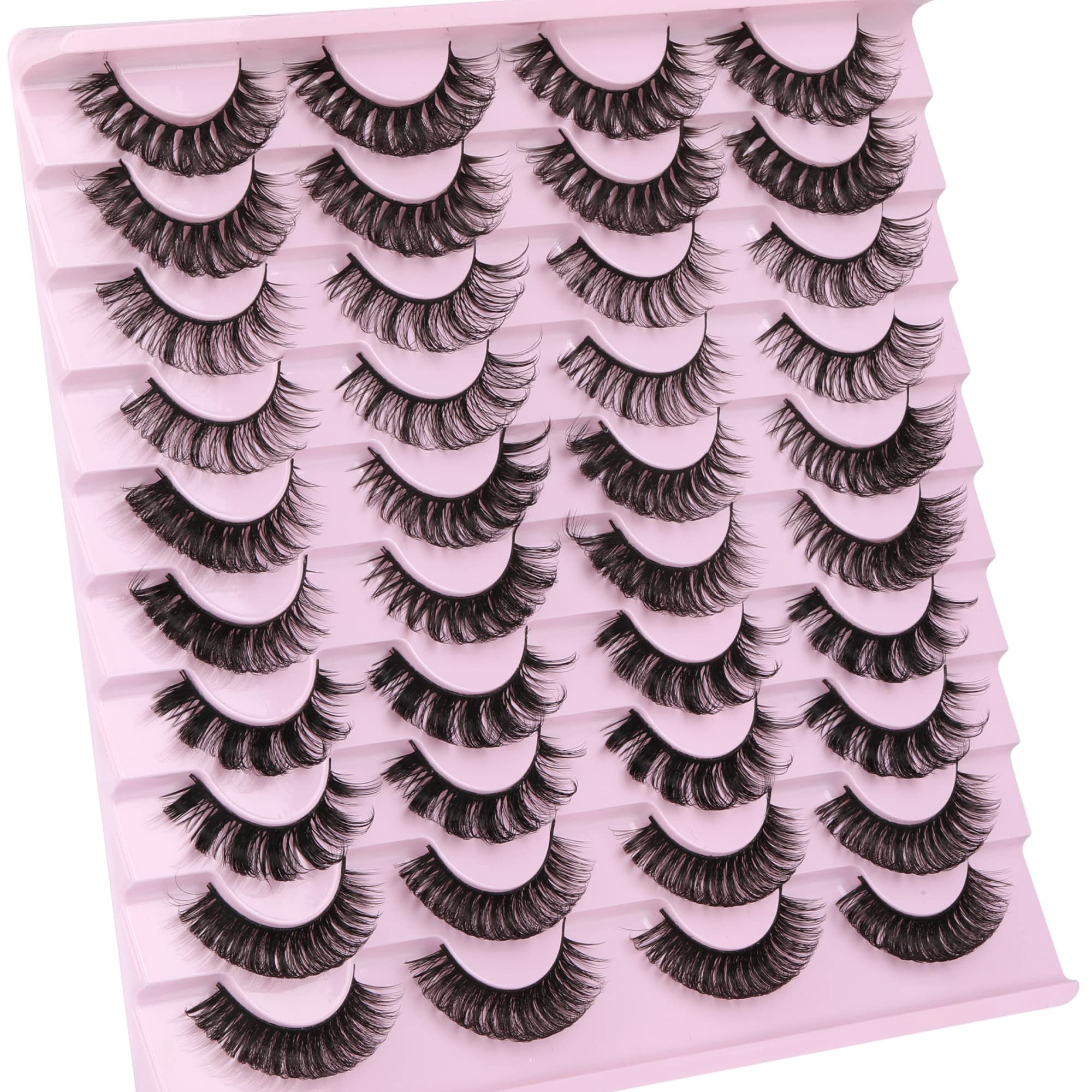 D Curl Strip Lashes Natural Look False Eyelashes Russian Strip Eye Lashes Wispy Long 5 Styles Fake Eyelashes Look Like Extensions 20 Pairs Multipack ALICROWN