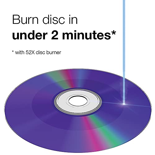 Verbatim 94795 Printable CD-R Discs, 700MB/80min, 52x, Spindle, White, 50/Pack