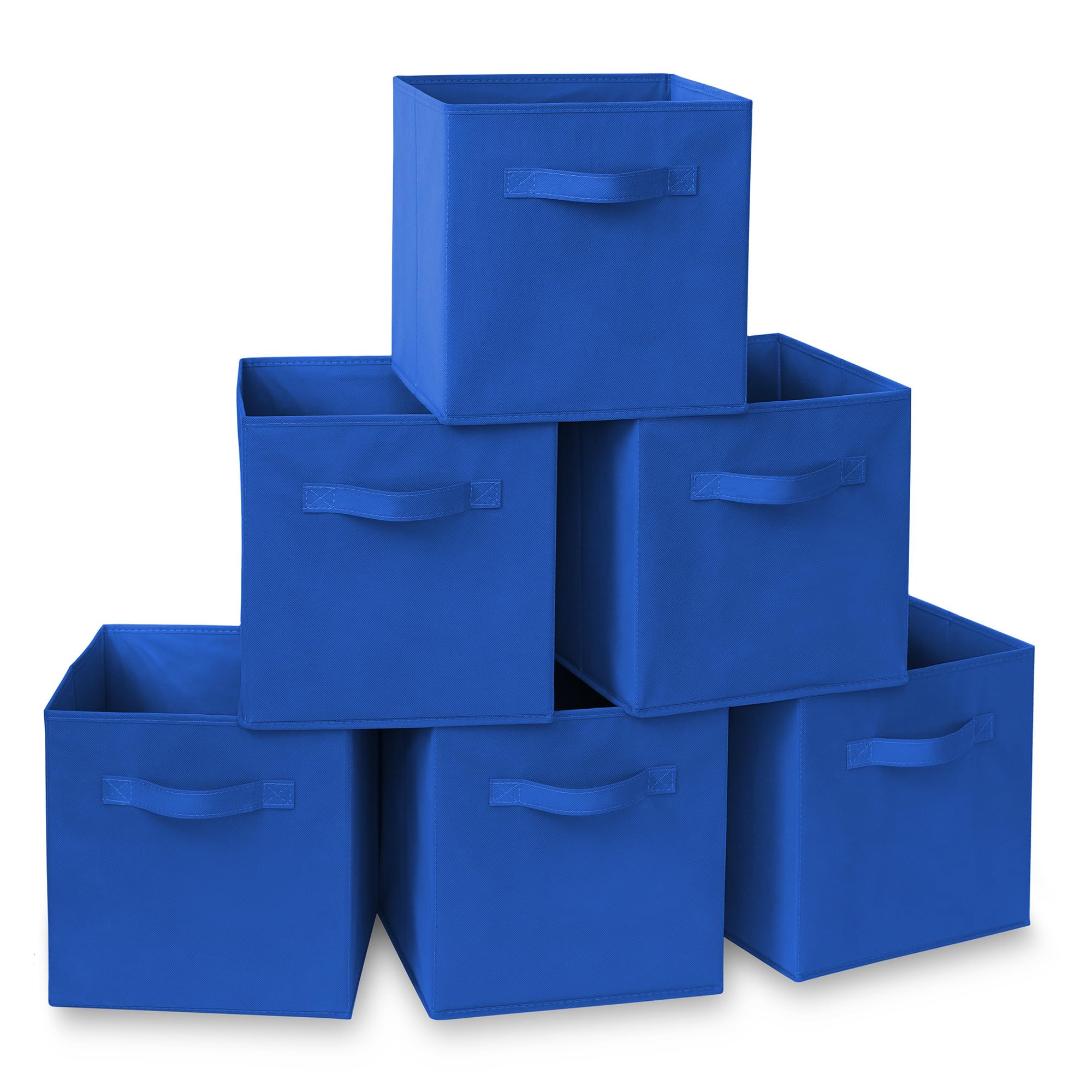 Casafield Set of 6 Collapsible Fabric Cube Storage Bins, Royal Blue - 11" Foldable Cloth Baskets for Shelves, Cubby Organizers & More