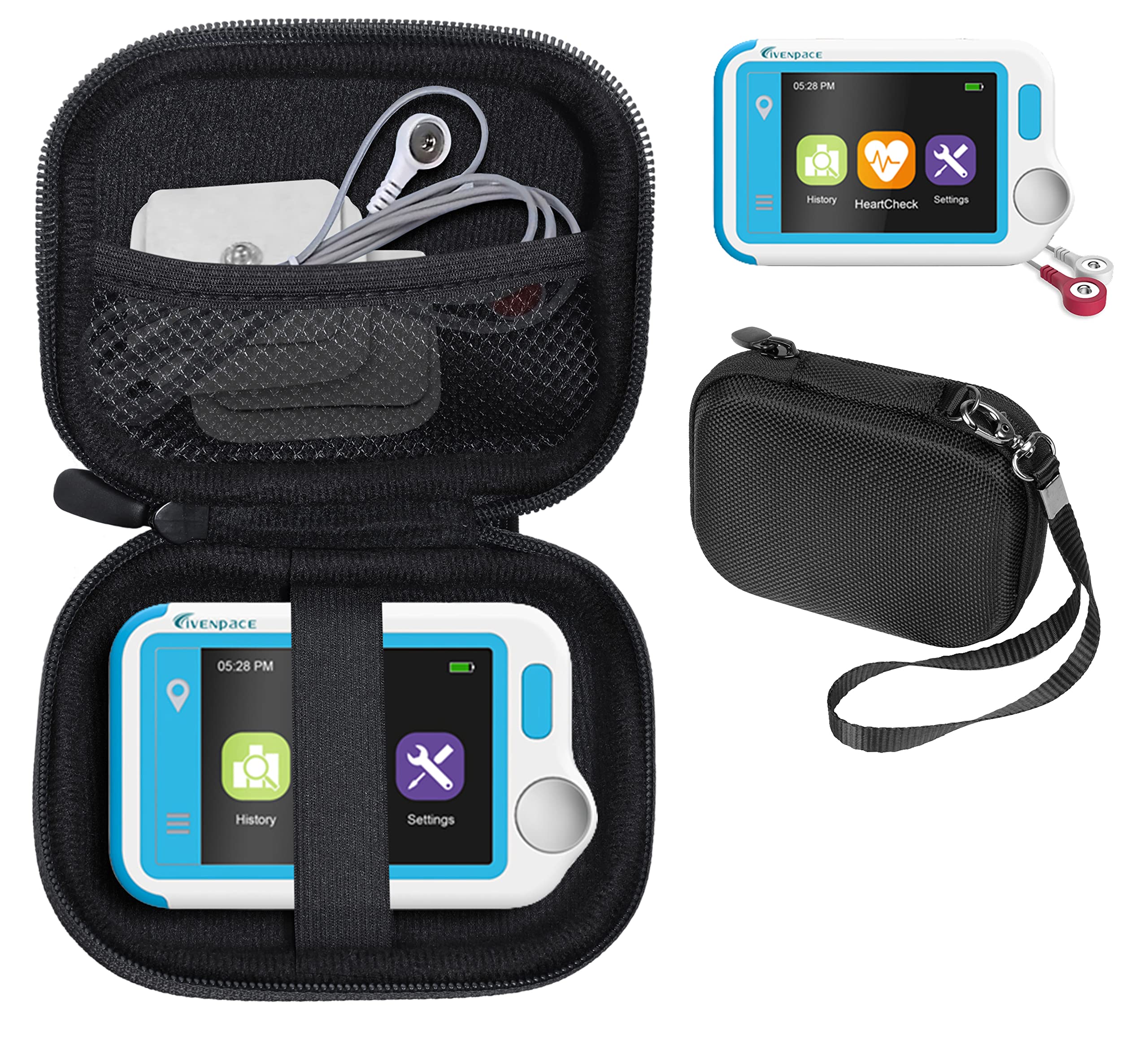 CaseSack Carrying case for Livenpace Personal Bluetooth Heart Health Tracker, Strong Compact Light Weight case with mesh Pocket for Pills and Other Essential