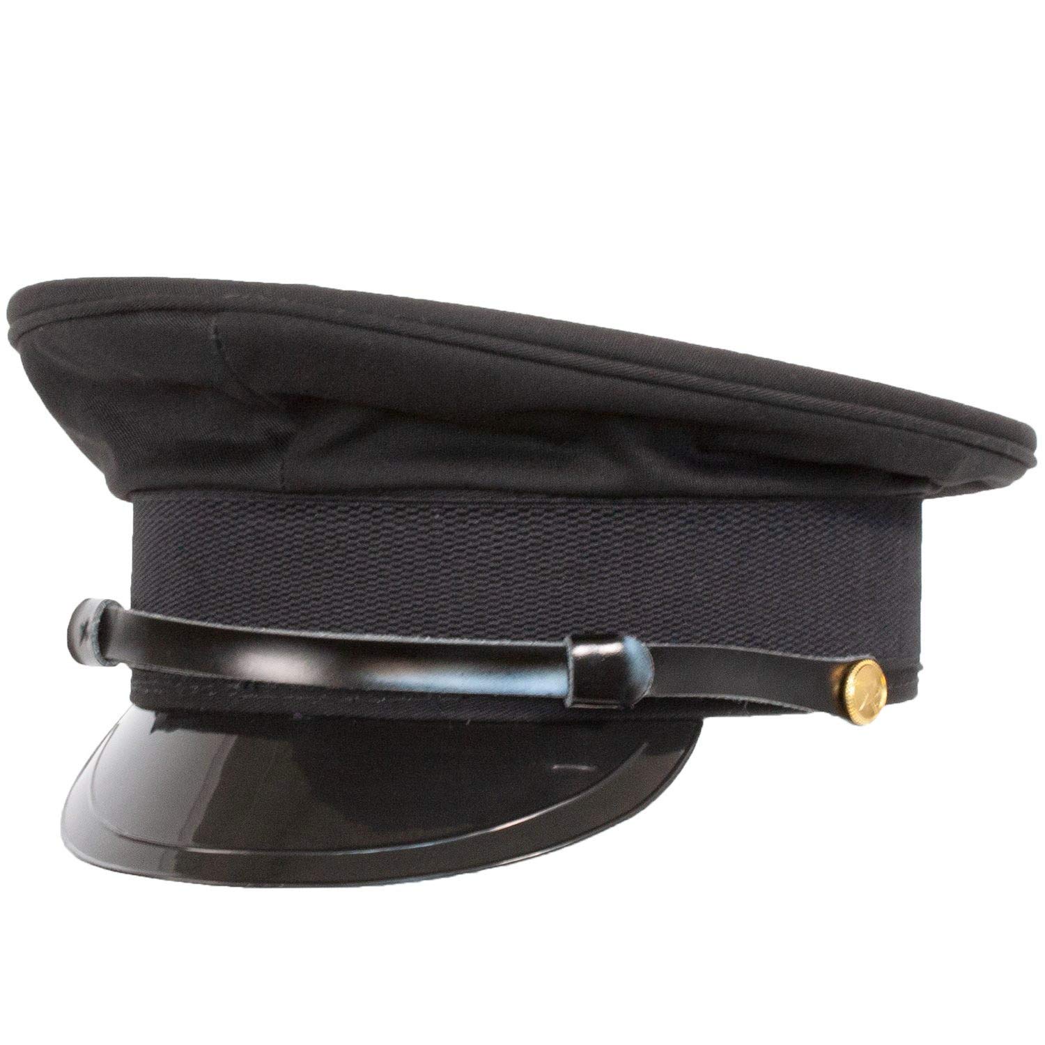 Levine Hat Men's Deluxe Chauffeur Limousine Driver Hat Fitted Quality Doorman Cap (Large - fits 7 1/4 to 7 3/8, Black)