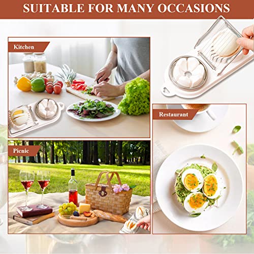 Egg Slicer for Hard Boiled Eggs, Kitchen Egg Cutter Wire Egg Cutter Heavy Duty Egg Cutter Dishwasher Safe, 2 in 1 Stainless Steel Egg Slicer Cutter for Strawberries, Kiwis, Sausage