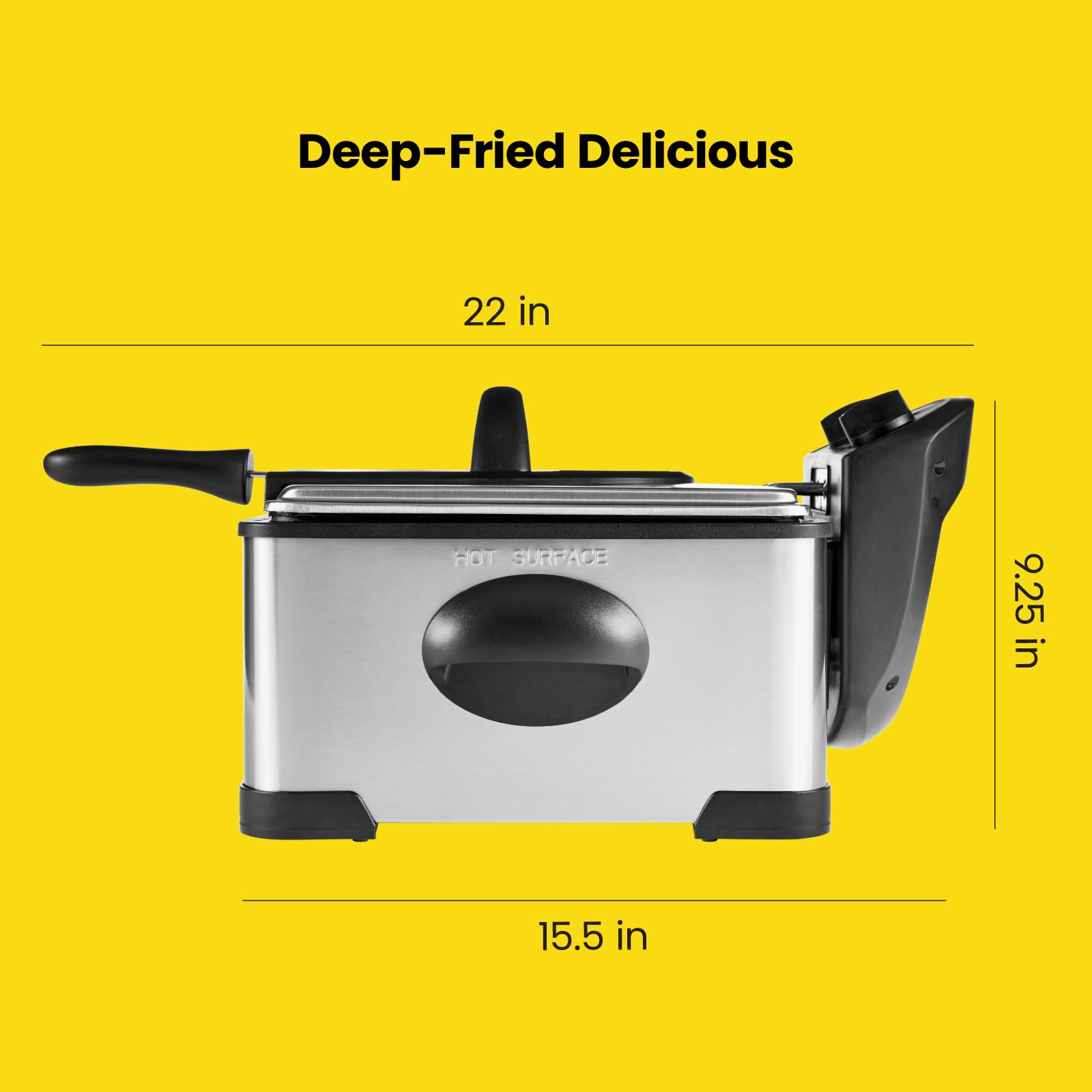 Chefman 4.5L Dual Cook Pro Deep Fryer with Basket Strainer and Removable Divider, Jumbo XL Size, Adjustable Temp & Timer, Perfect for Chicken, Fries, Chips and More, Easy to Clean, Stainless Steel