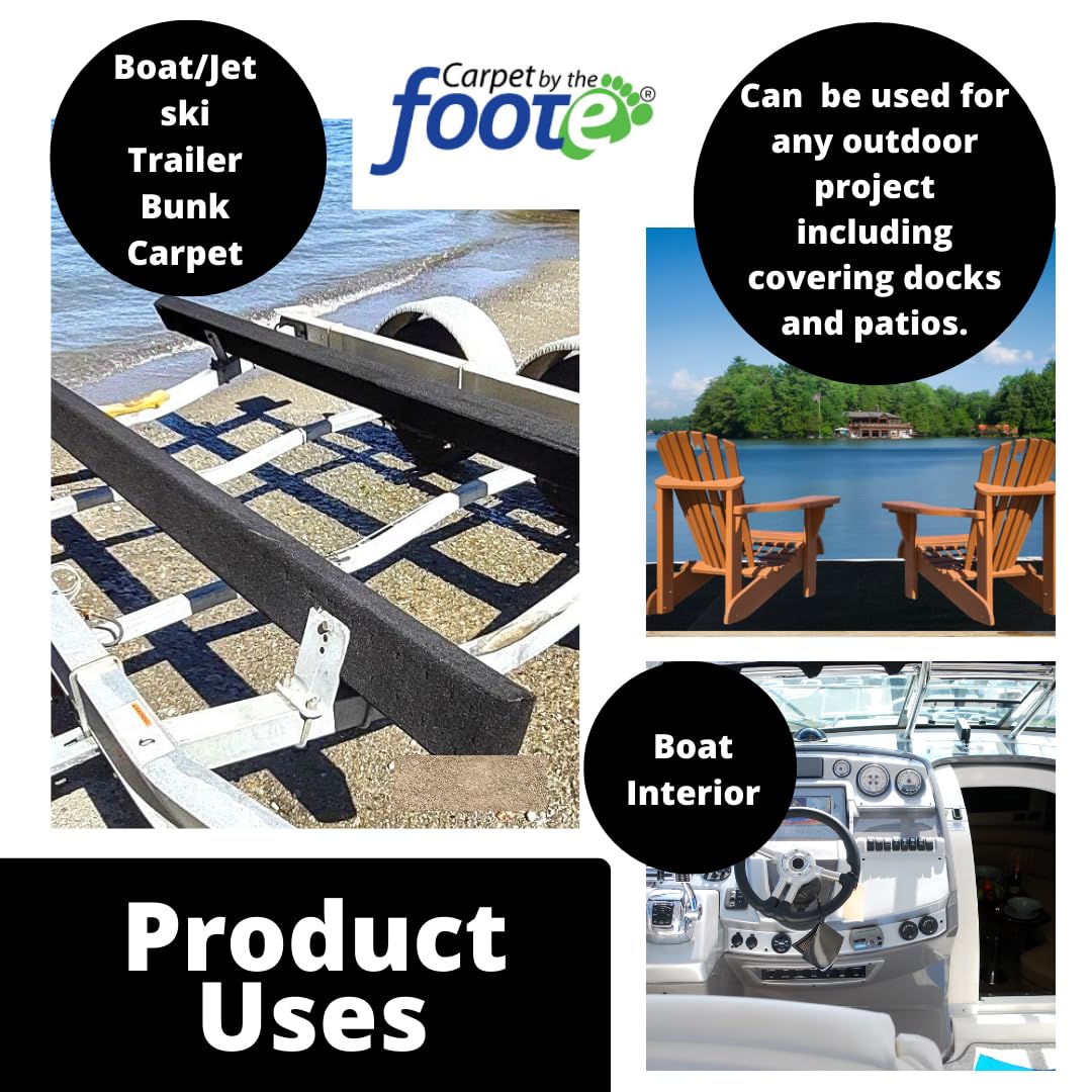Carpet by the Foote, Boat Trailer Bunk Carpet, Trailer Guide Carpet, Marine Carpet, Boat Carpet, Bunk Padding,18" x 30', Black