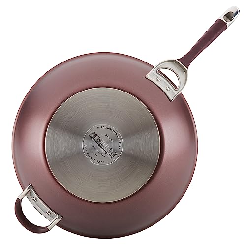 Circulon Symmetry Hard Anodized Nonstick Wok / Stir Fry Pan with Helper Handle - 14 Inch, Red
