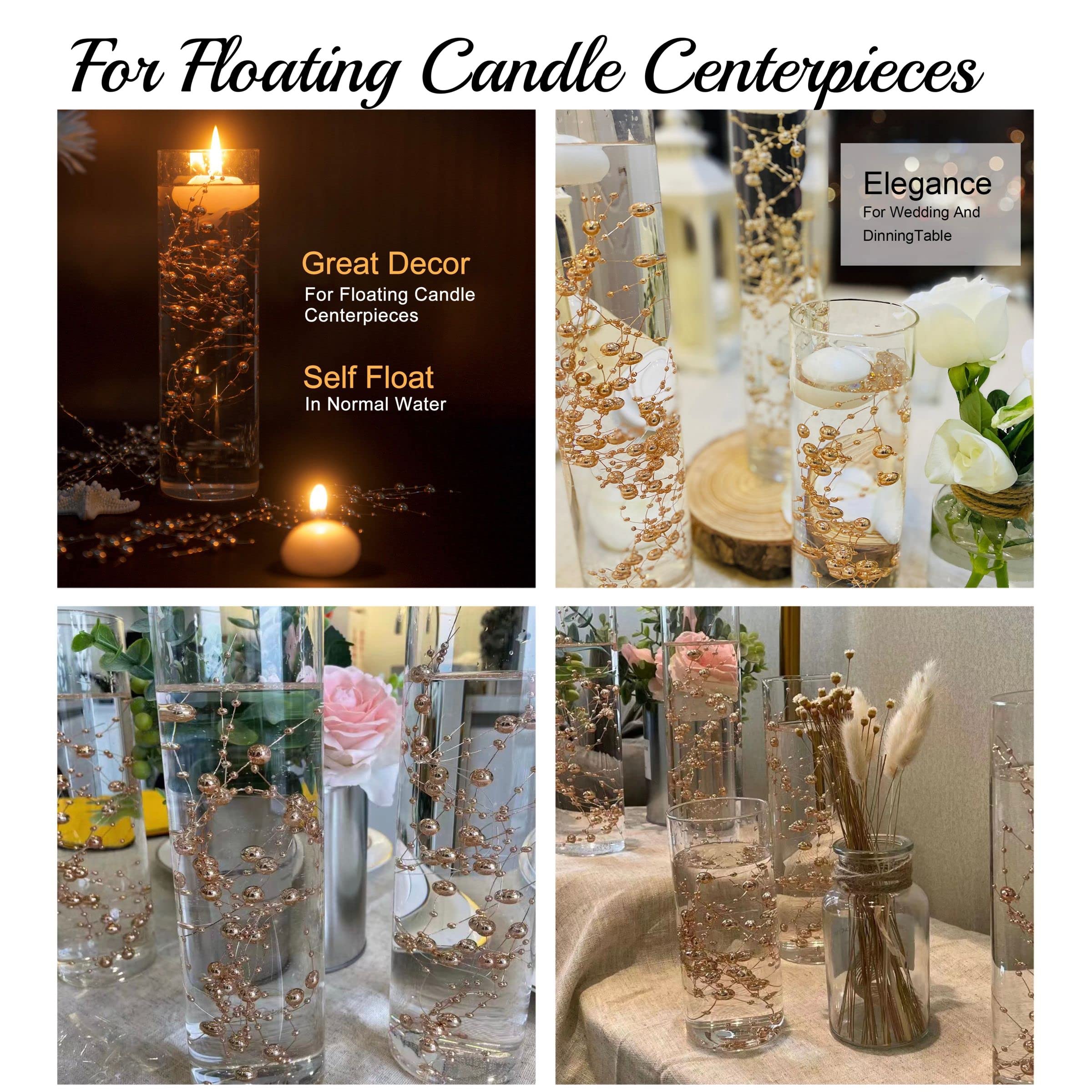 TeaSu 12pcs Pearl String, for Wedding Centerpiece, Vase Filler and Decor for Floating Candles