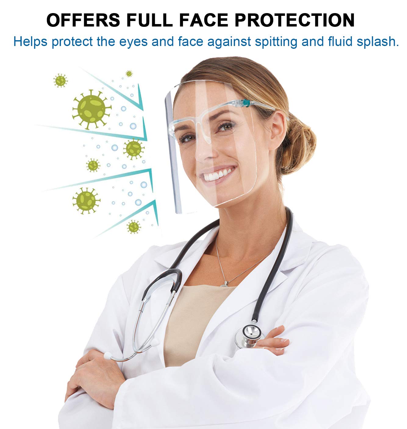 BREAKIX [25 PCS] - 15 PCS Shield + 10 PCS Glasses Frame,Anti Air Dust Cover,Unisex Mouth Cover, Reusable Glasses Style Visor Transparent Anti-Fog Layer for Every Day Using