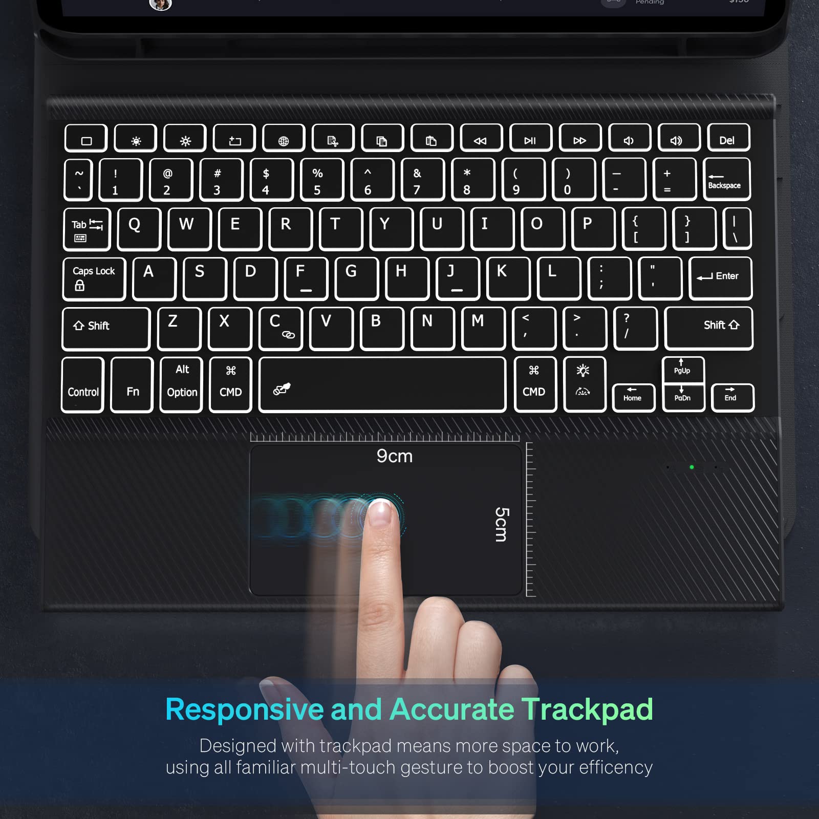 Doohoeek Keyboard Case with Trackpad for iPad 9.7 inch 5/6 Gen & iPad Air 2 Gen & iPad Pro 9.7, Bluetooth Rechargeable Keyboard with Twill Case & 7-Color Backlit & Adjustable Kickstand for iPad 9.7