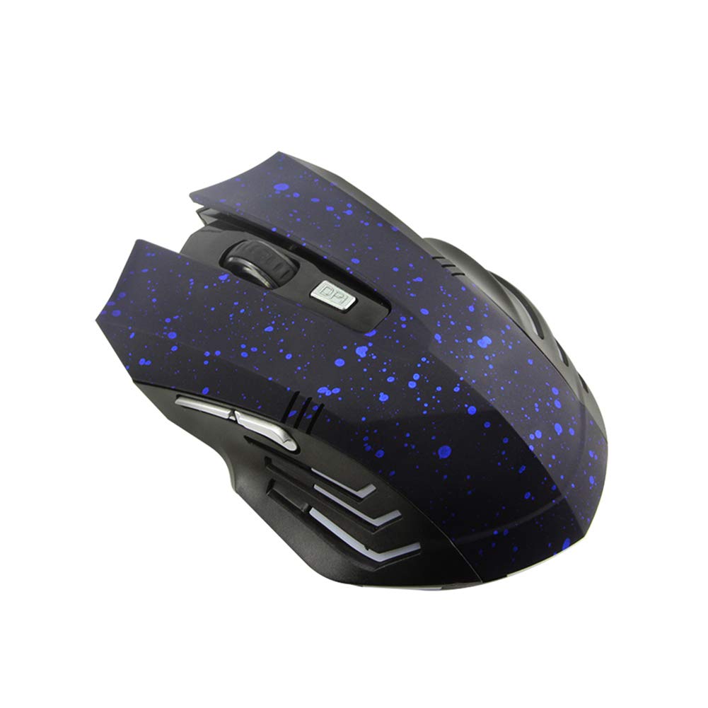 Bluetooth 3.0 Wireless Mouse, Ergonomic Portable Gaming Mouse Silent Rechargeable Optical Large Mice with 6 Buttons & 3 Adjustable DPI for PC Laptop Notebook Windows Android Mac OS (Dark Blue)