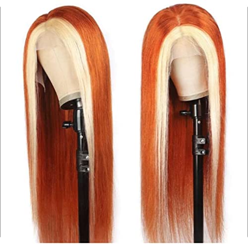 European Human Hair Straight Ginger Color Blonde Wigs Style#2 24 Inches