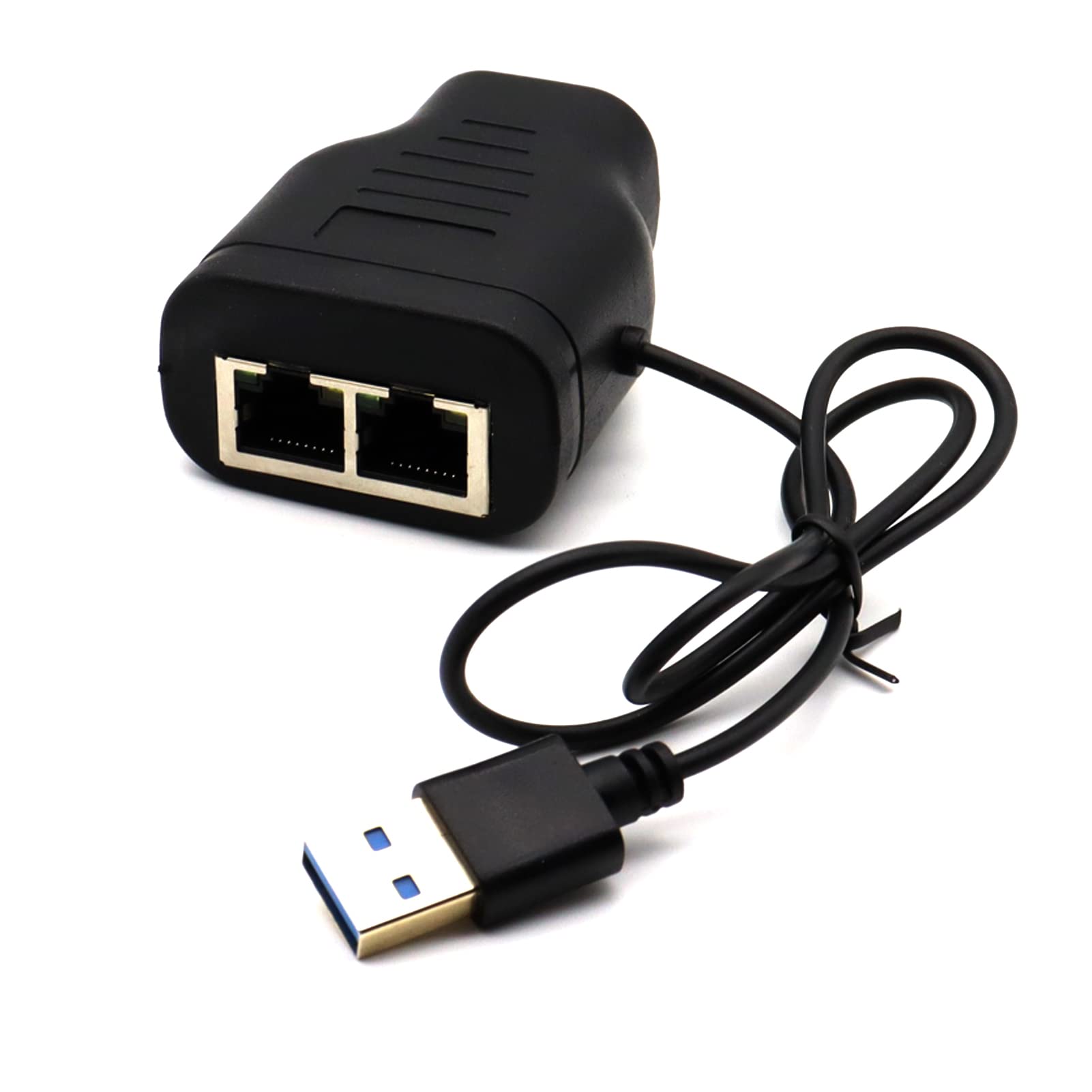Disscool RJ45 Network Splitter Adapter, LAN Couple USB to RJ45 Port with USB Power Cable 1 to 2 Ethernet Extender Connecter 8P8C for Cat5/Cat5e/Cat6/Cat6e/Cat7