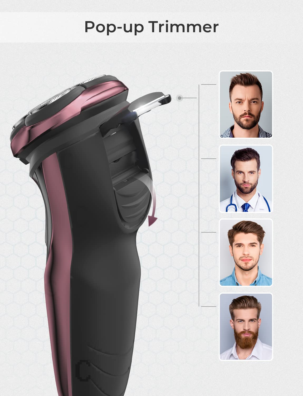 CITHOT Electric Razor for Men Electric Shaver with Pop-up Trimmer, Wet and Dry Razor with Screen Display IPX7 Rechargable Cordless Blue