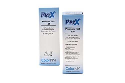 ColorKiM Hydrogen Peroxide Test Strips, Ideal for Accurate Measuring of Peroxide Level, 0-100 PPM Range (100 Test Strips)
