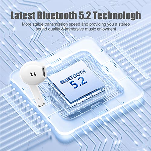 KCOOL Wireless Earbuds, HiFi Stereo Earphones Bluetooth 5.2 Headphones, Noise Reduction, Auto Pairing Mini Earbuds 30 hrs Playtime with Charging Case for Sports/Work, Gifts for Dad/Him
