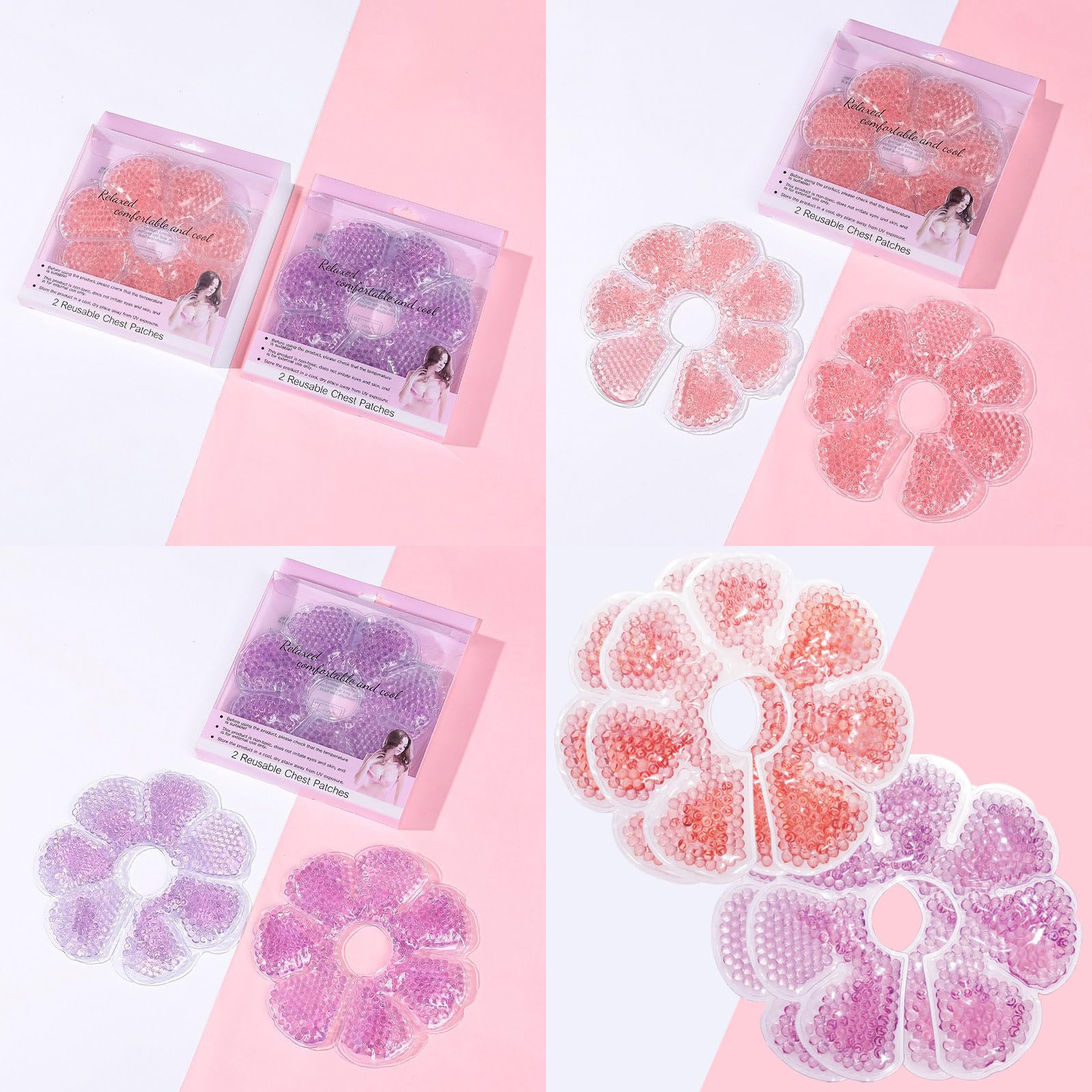 Breast Therapy Packs, Breast Ice Pack, Breast Pads for Breastfeeding, Hot and Cold Soothing Breast Gel Pad for Nursing Moms(2 Pack)