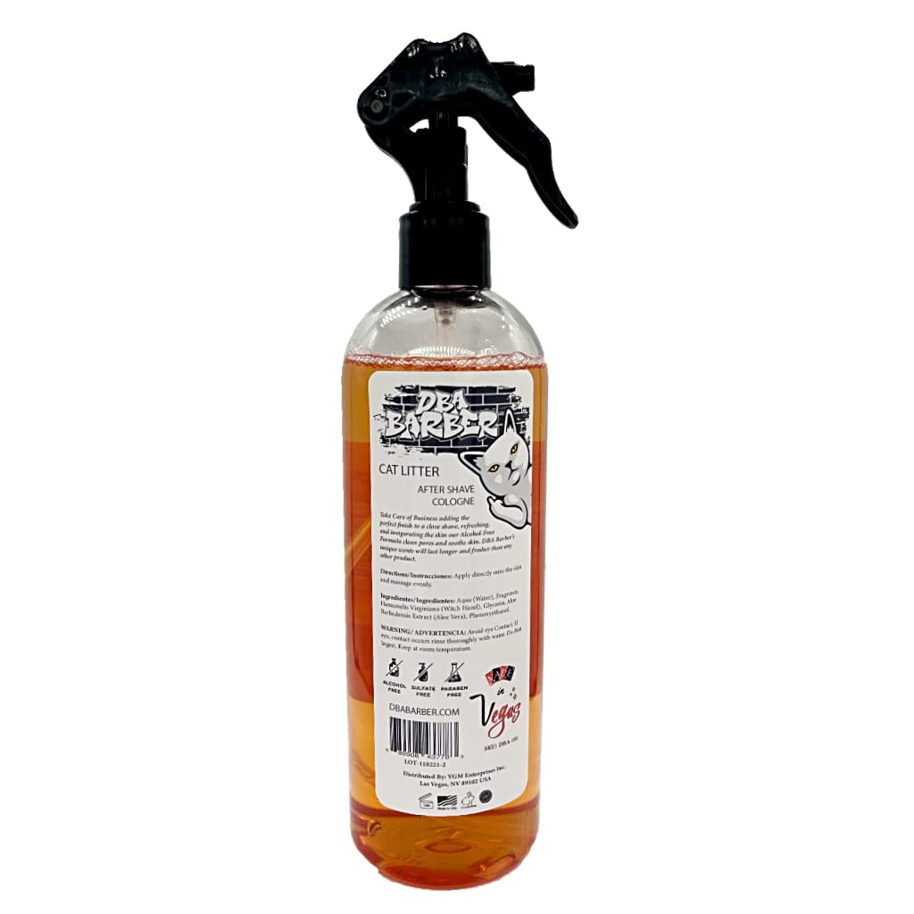 D.B.A. Barber After Shave Alcohol Free- No Bumps -No Irritation- Sensitive Skin-spray Bottle (CAT LITTER)