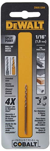 DEWALT Drill Bit, Pilot Point, Industrial Cobalt Alloy Steel, 1/16-Inch (DWA1204)