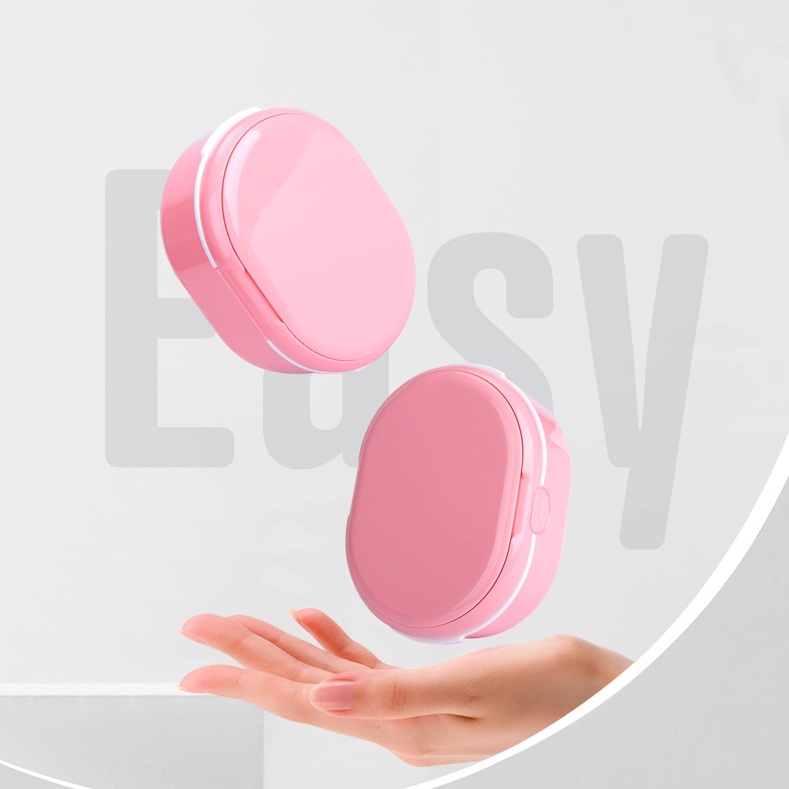 Double Layer Dry and Wet Separation Portable Retainer Case Kit, with Strainer Aligner Removal Tool, Layered Seal Against Dust Denture Case, Orthodontic Dental Retainer Box for Household Travel (Pink)