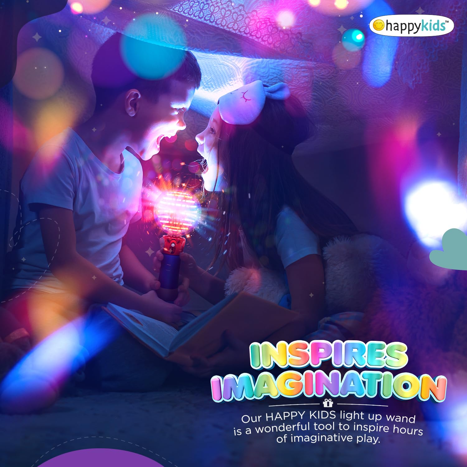 Happy Kids LED Magic Orb Wand Toy - Color Changing Star Globe - Spinning Fun - Great Sensory Toy for Kids with Batteries and Strap