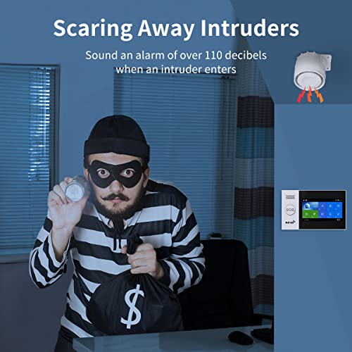 Home Security System, Wireless 4G WiFi Alarm System with 1080p Surveillance Camera, 4.3" Touch Screen Home Burglar Alarm Compatible with Alexa Google Home