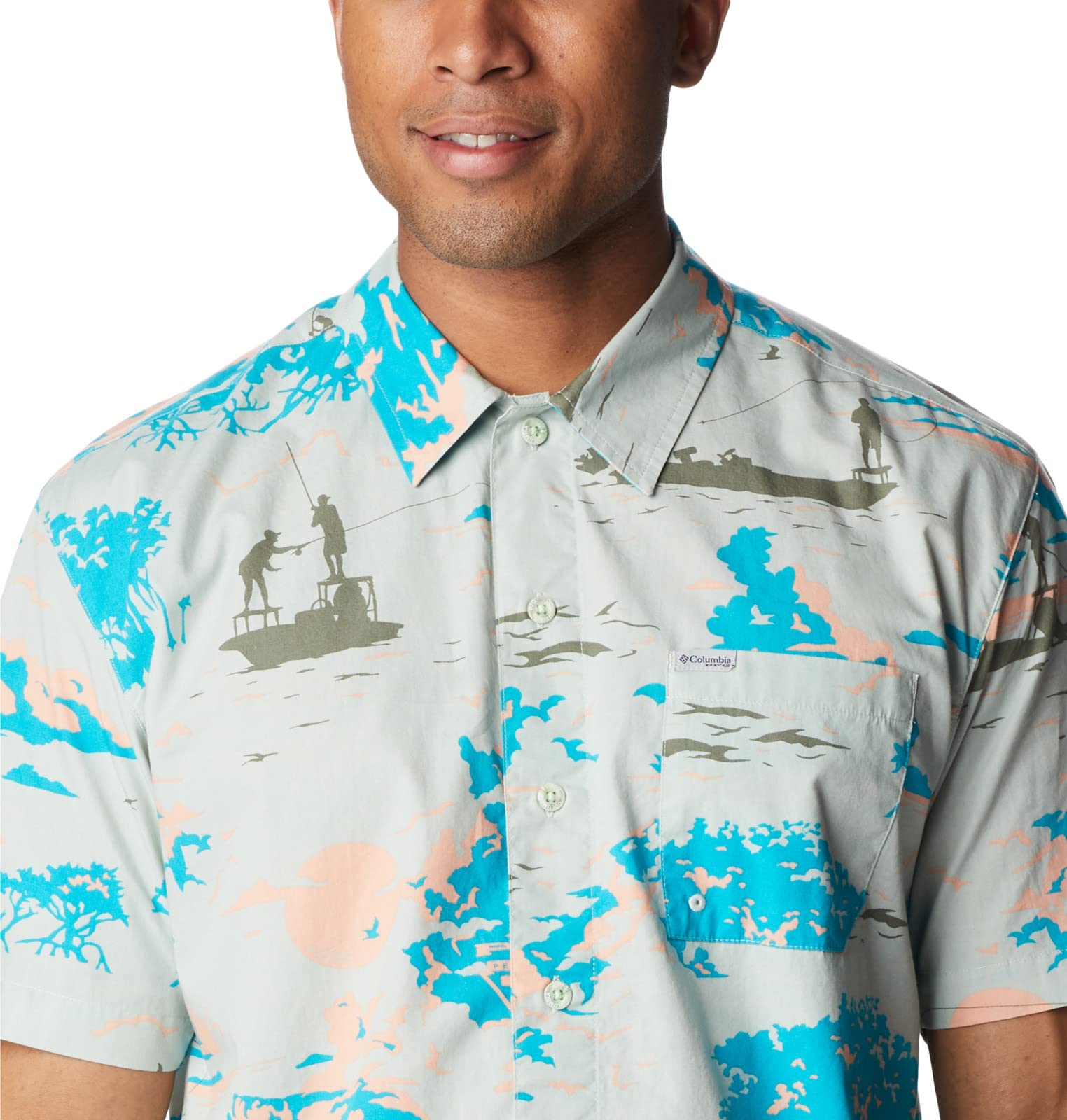 Columbia Men's Trollers Best Short Sleeve Shirt, Cool Green Casting Kings, XX-Large